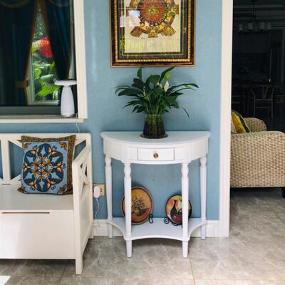 美实HDM式玄桌半圆靠墙桌欧式走廊桌子玄木关台墙边桌玄关柜关装