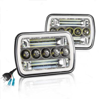 7inch5x7方形大45w带光圈天使眼双色适用于越野卡车远近光大灯