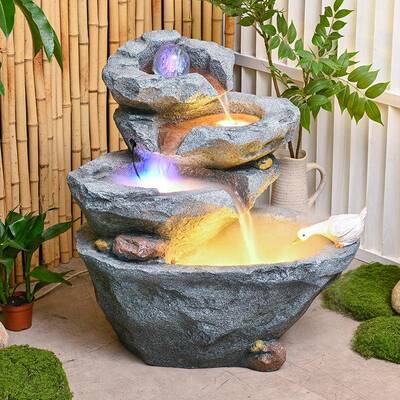 件大型假NHY山水池喷泉流水摆庭院花循园环景观露水台阳台布置风