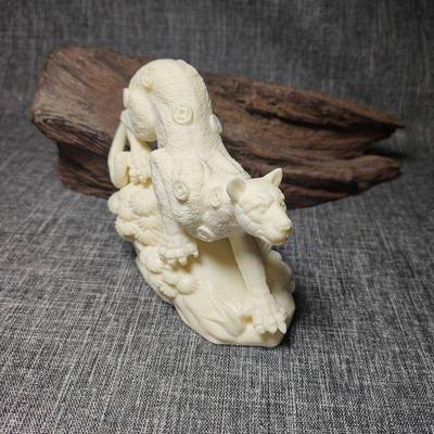 象牙果发雕455852刻一路豹发家居办一公室载摆件10车.5.12.6豹子