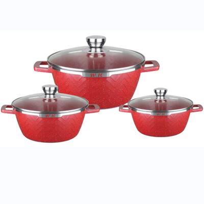 波浪纹20/24/28/32套装6pcs件套大理石铝制不粘锅麦饭汤锅铝压铸