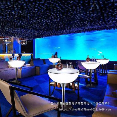 LED光酒吧散发台30387桌组合户外圆形吧台桌子K椅TV清吧意酒馆创