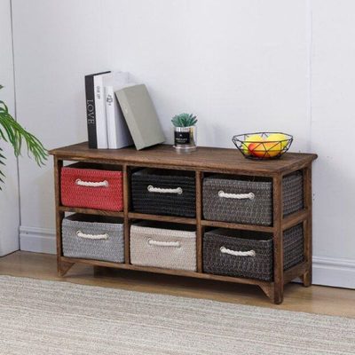 小实木复古藤编床头柜子简约卧室收纳柜夹角柜木质边柜客厅储物柜