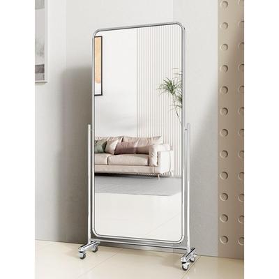 不锈钢店全身镜25378衣镜落地镜家用服镜子可穿移动试衣装镜显瘦美颜