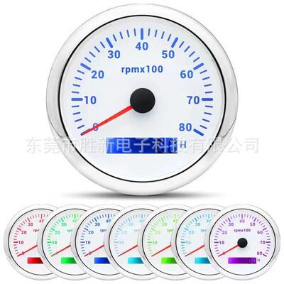 85mm转速表多色背光带小时计3000-8000RPM速比可调1-300