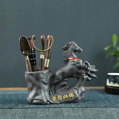 黑茶道六14032君子茶具配木件黑檀紫砂马道桶茶夹茶勺泥茶针茶配