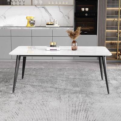 意式岩板餐椅餐桌组合小户型代简约家用饭桌桌现长形UMG轻奢方吃