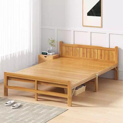 竹UQB床人折叠床单双人午休午睡实木式懒人板凉床成人