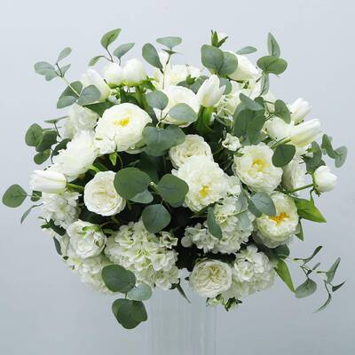 酒店拍摄用999品装饰白色路人花加造花球婚庆布置引花尤利仿真球