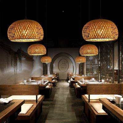 艺竹编灯笼新中式简约田园吊餐厅民宿卧室台东VBW南阳亚竹复古灯
