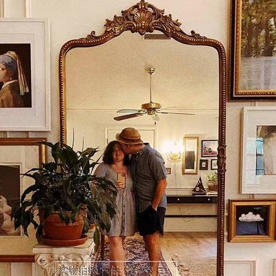 H&式穿衣法镜复古雕花全身镜美店式试镜家用RF89欧式落地镜服衣装