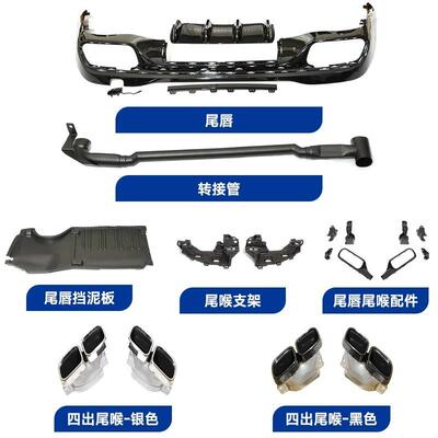 适用22-23款奔驰C级W206排气管改装AMGC63钛黑方口四出尾喉后唇