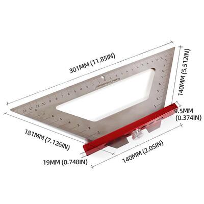 A型英锈CRO140MM不钢木工画线三角尺多功能划过线神线器角度尺拐