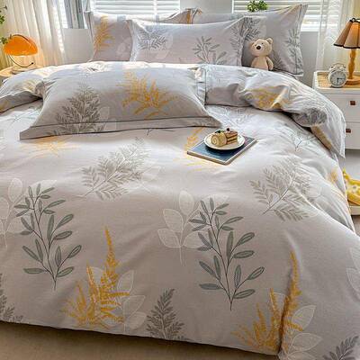 高套档纯斜四件套全棉纹加厚被棉LHE床单双人家用床上用品四季款