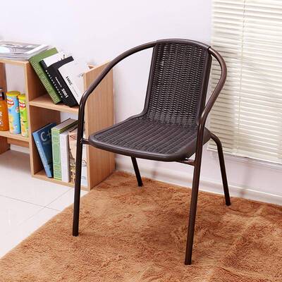 单人阳台靠仿编藤坐椅背用棋牌椅围椅59125塑料会议公办餐椅户家