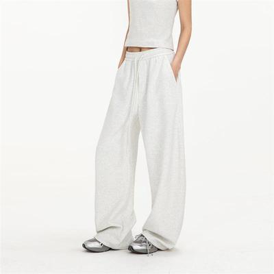 OWOX 基础纯色垂感直筒运动休闲卫裤女2025新款情侣阔腿弯刀裤子