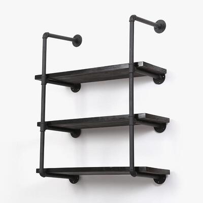 墙上置物业18087架工管道壁置物架家用厨房书实木收纳架挂客厅铁