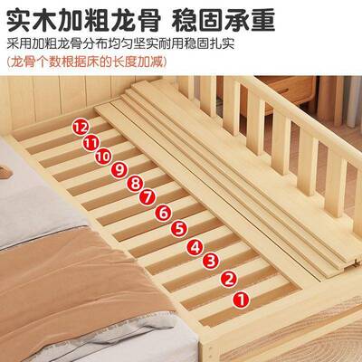实TPG人木床婴儿拼接床加宽带护栏男孩女孩单床边床童拼接大儿可