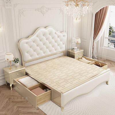 现代简74701轻奢美式实木床1.米双人床1.5约米轻奢8卧婚室床公主