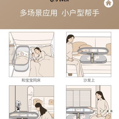 SISV移E婴儿床多功床护栏可动便携免安装68127床中床新生能儿防压