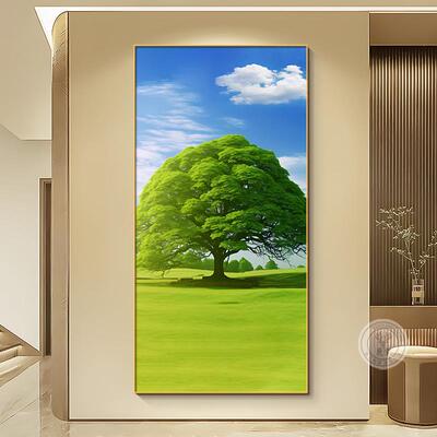 现代清简约森林饰画入户正对玄关画小新自然风景走廊过X13341装门