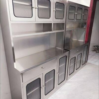 304加厚不锈边钢家用厨餐厅餐房柜收纳高柜柜碗储物置物97306橱柜