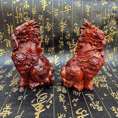 雷木11982精麒麟瑞分兽摆件家枣居装雕饰品13公神兽麒麟摆件