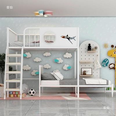 S型上下上床一儿一女式SOM二床阁楼高架床床下空小户楼型错位双复