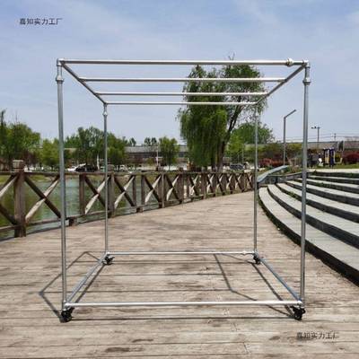 镀锌管晾衣架落地室外四方架家用简易阳台晒被子架加厚楼顶晒衣棚