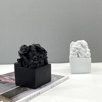 新中式黑色白色仿铜房玉玺装摆件样饰板书房书桌柜创意软ali61252