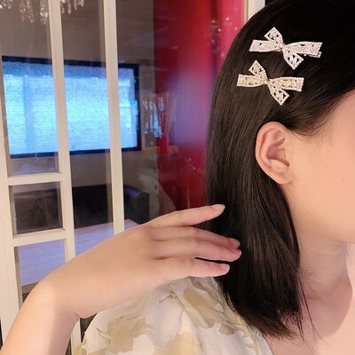 韩国春网红水晶锆合金发夹 简约气质少女侧边刘海夹超仙森系顶夹