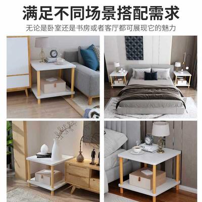 床头置物架家用卧室简储约床头柜边实木双层你小几型迷HJU物柜床