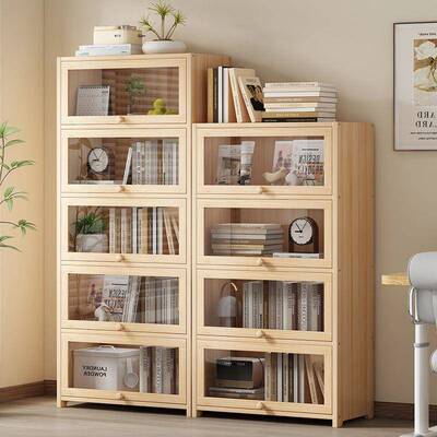 儿童实木无漆书透柜明现代防尘架落地玻璃门展示柜书客AIN厅置物