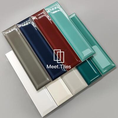 68280欧斜边多彩小白砖酒生红色瓷68x280北砖餐厅北饮品店厨房卫