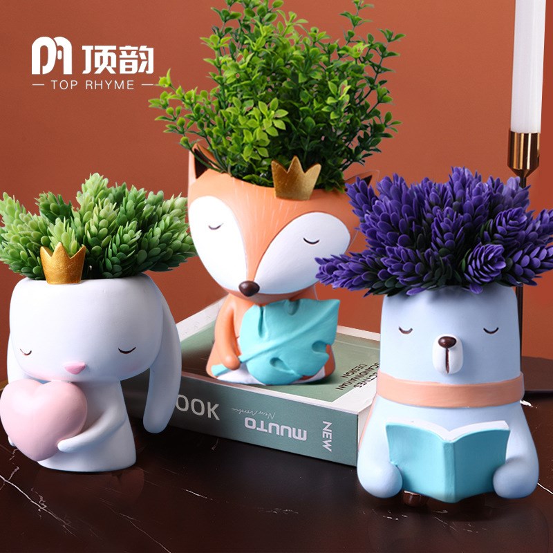 创意教师节礼品笔筒花盆家居装饰品家居客厅桌面树脂工艺品摆件