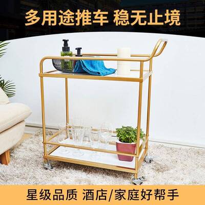家金属店手推餐车大厅厂理石酒店饭金色送餐车酒吧餐移动19622-cc