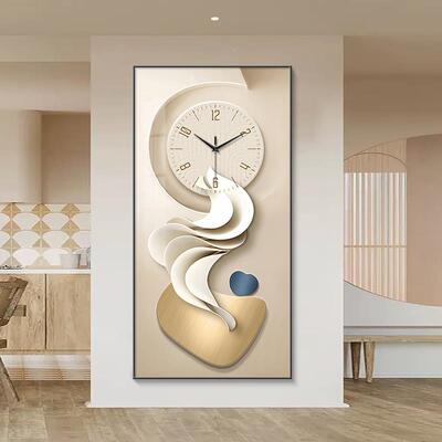 客轻奢玄关装饰LED发光SXS4211灯画钟表挂钟2025新款厅创意时钟挂