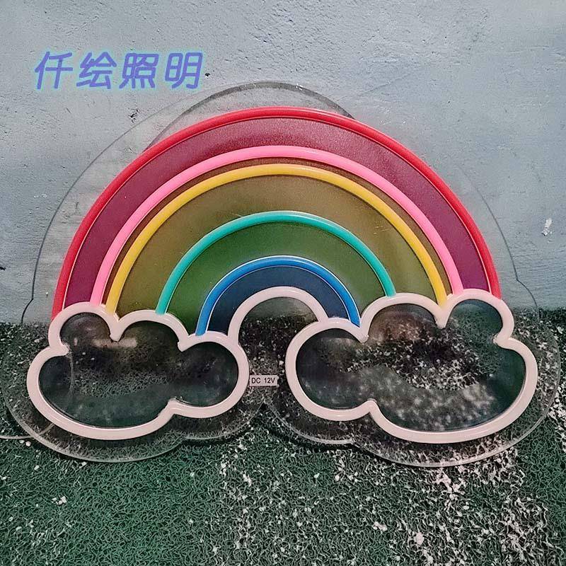 l招e灯d克力霓虹灯牌卡通AKU彩虹造型灯电商轮廓le亚d装饰灯