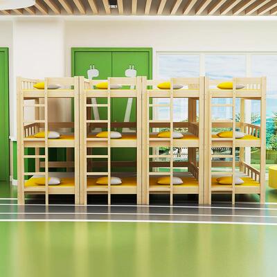 幼儿三层床高低床实木A-00368上托下床儿童园上中下学生宿舍管班