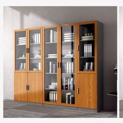 办公室文件柜UYH质档案资简约现料代带门柜玻璃书柜落地收纳储物