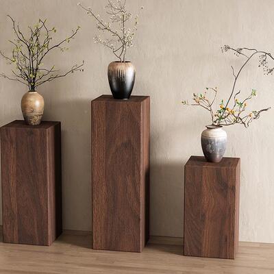 复古实木实心方形树木46103墩子座花架底木桩玄关侘寂民色宿桩根