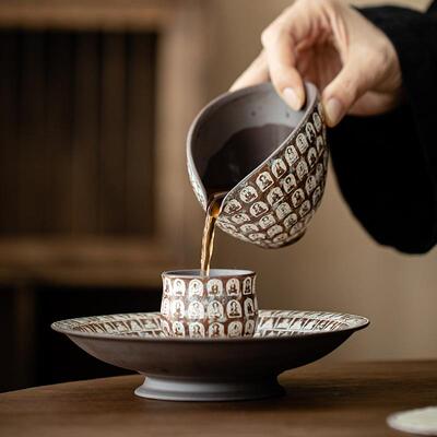 敦煌万佛银杯公道杯鎏海家用泡茶匀茶器分茶杯老UZC岩茶泥公茶具