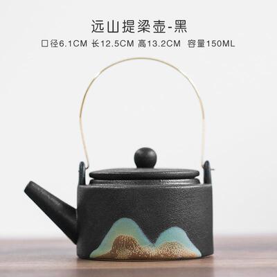 提梁壶陶瓷茶壶功夫暖茶炉单壶煮茶器蜡烛加热底座粗陶温茶炉套装