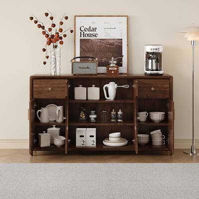 餐边柜新中式实木HDW烧酒水柜水餐厅碗柜收纳柜柜客厅一体靠墙茶