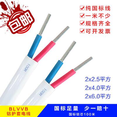 国标铝芯铝电方缆线.5/4/ZUM6平家2用2芯电线户外绝缘架空护套线