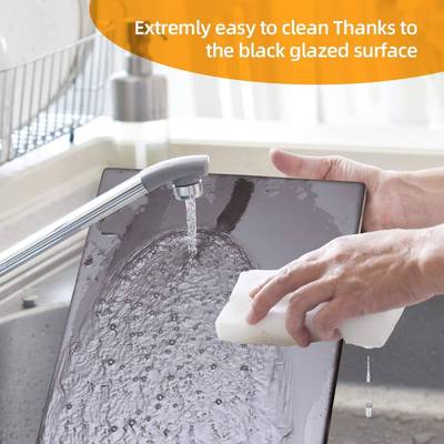 黑釉方形披20330萨青烤板黑色堇石石烤盘包面烧烤工具铲竹套装