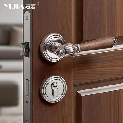 美法式卧室门室内家用房间式复古分体式木把72F201锁手静音磁吸门