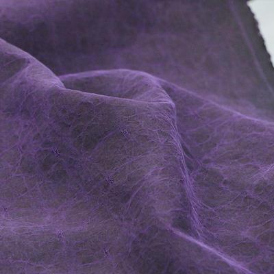 紫色非HPZ遗传统手工提裂纹花龟面料中式桑蚕丝电力纺莨新绸布料