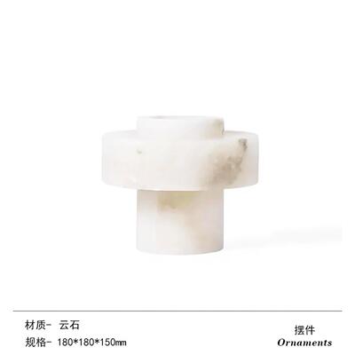 现代简约云石花器摆件酒店名宿样面板NJU客架厅置物桌装饰间摆设