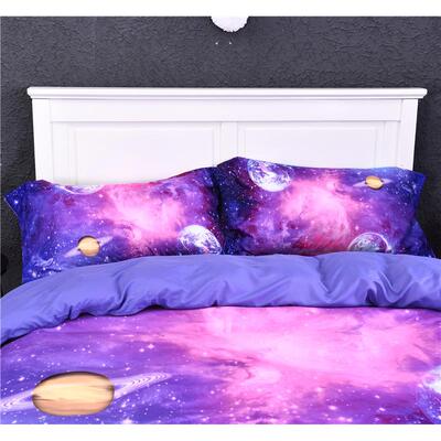 立清体数码印花梦星球高花型被幻带枕QRL套套三件套床上用品工厂